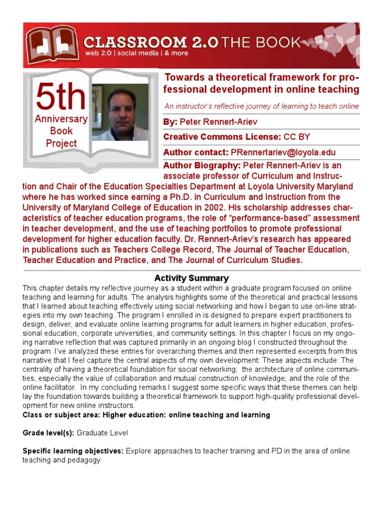 Peter Rennert-Ariev - PD Framework For Online Teaching | PDF ...