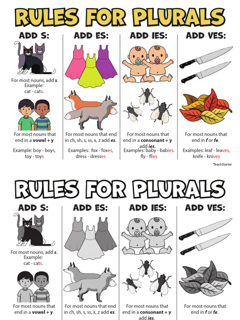 Plural Nouns Chart Printable Plural Rules Guide Adobe Reader | PDF