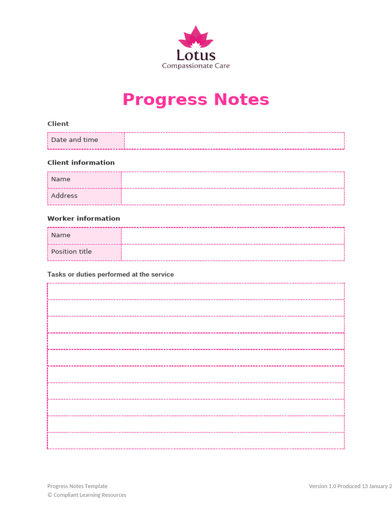 LOTUS - Progress Notes | PDF