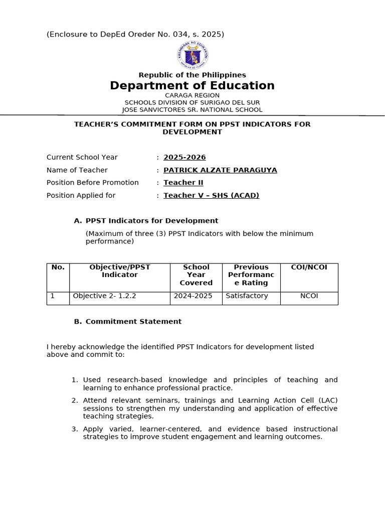 Pat Commitment Form | PDF