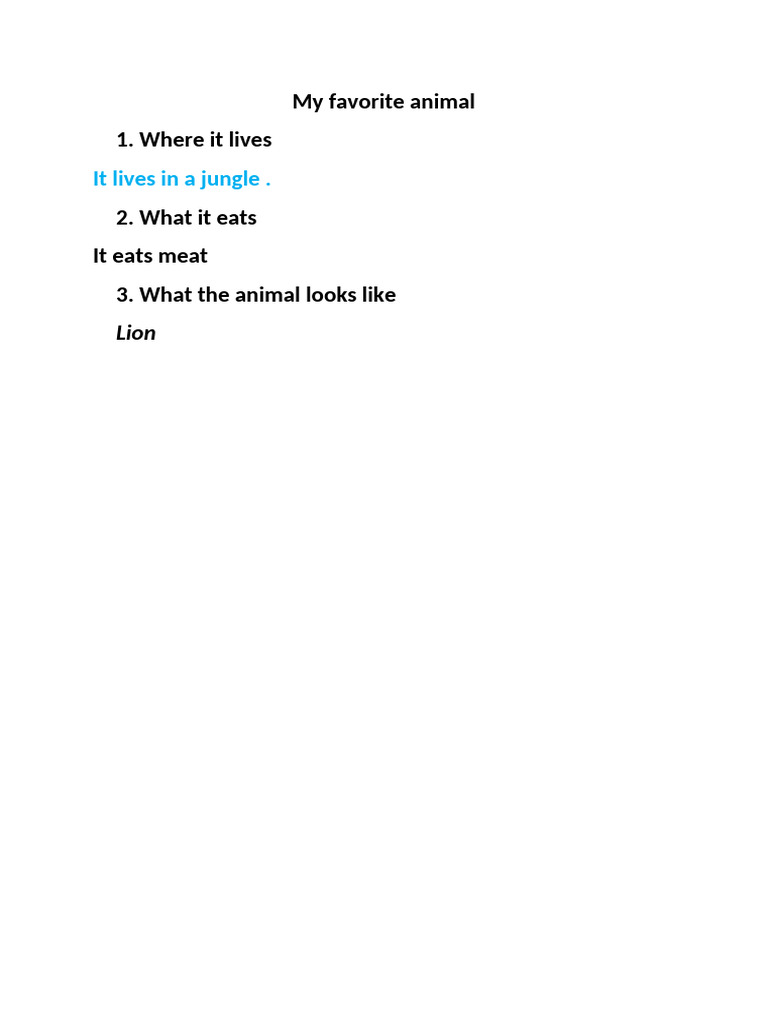 My Favorite Animal | PDF