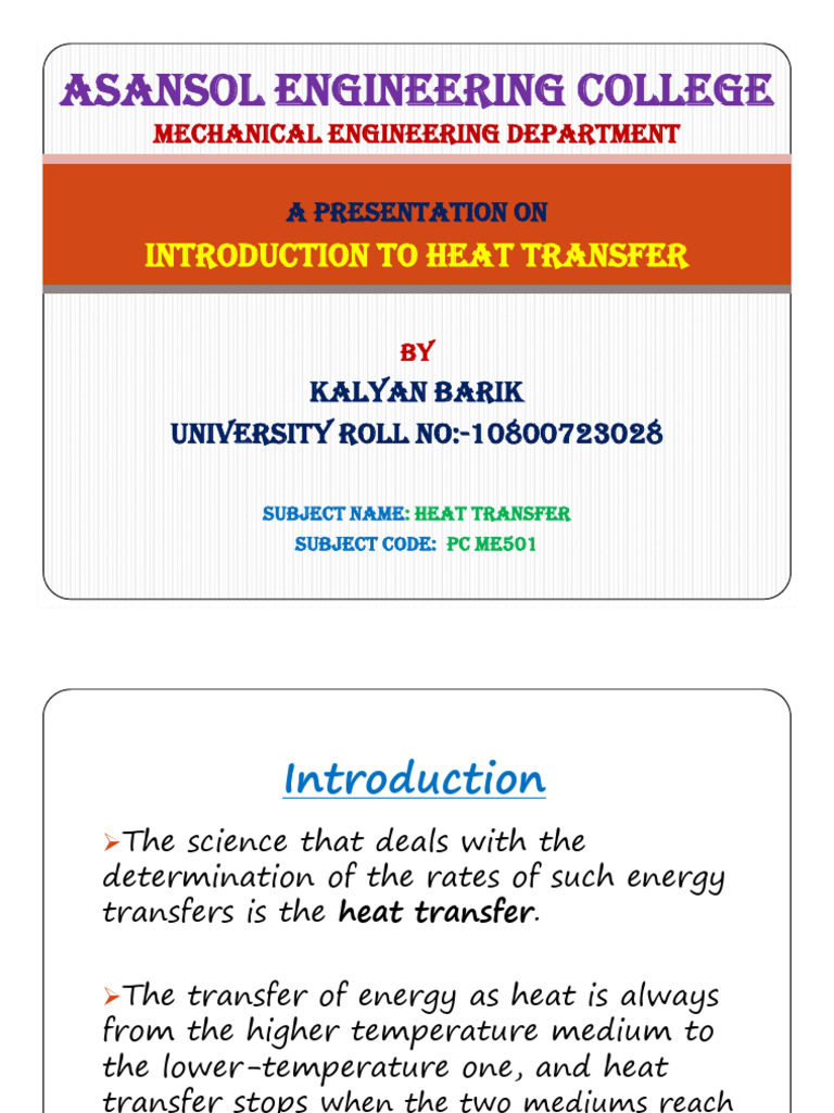 Introduction To Heat Transfer | PDF | Heat Transfer | Thermal Conduction
