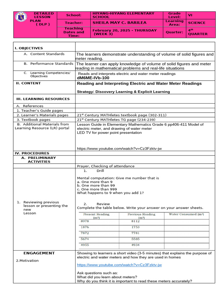 Cot DLP in Math 6 Quarter 4 Week 3 | PDF | Learning | Intelligence