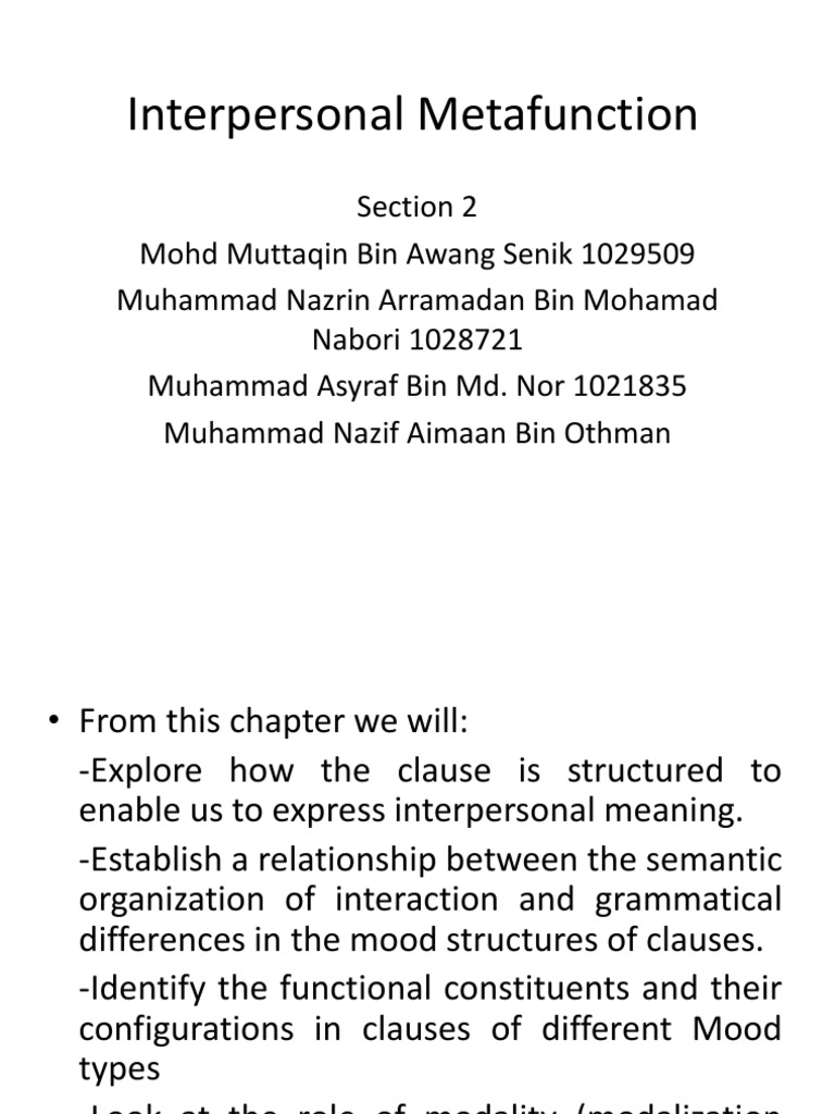 Interpersonal Metafunction | PDF | Clause | Verb