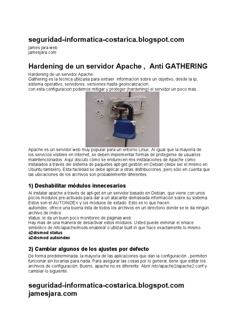 Hardening de Un Servidor Apache | PDF | Servidor HTTP Apache | Servidor web