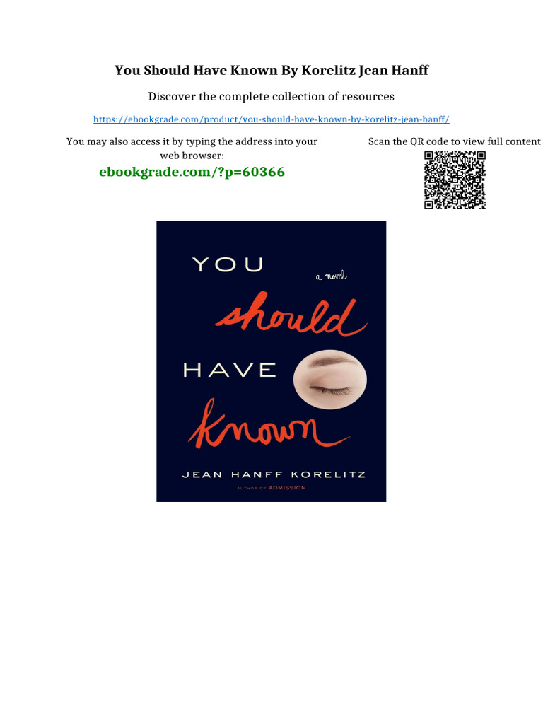 You Should Have Known by Korelitz Jean Hanff Sample | PDF | Christian ...