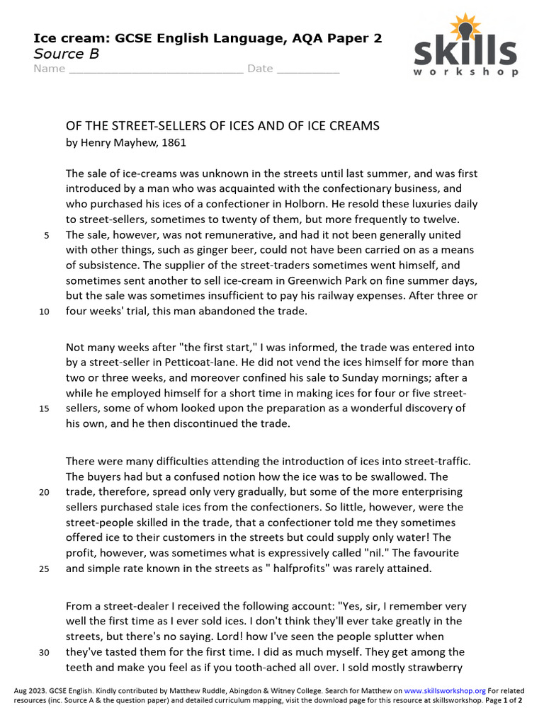 HT3 Assessment Year 10 | PDF | Ice Cream