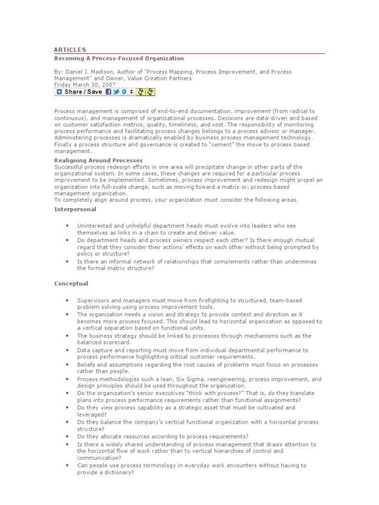 Becoming A Process-Focused Organization | PDF | Business Process ...