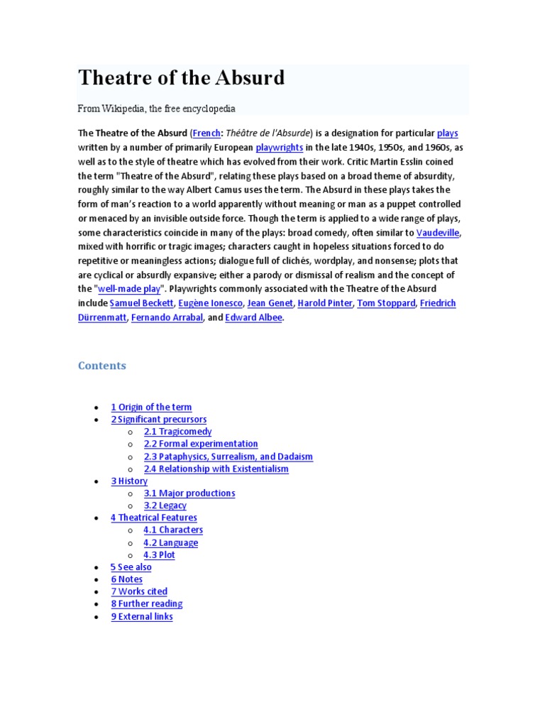 Theatre of The Absurd | PDF | Theatre | Entertainment (General)