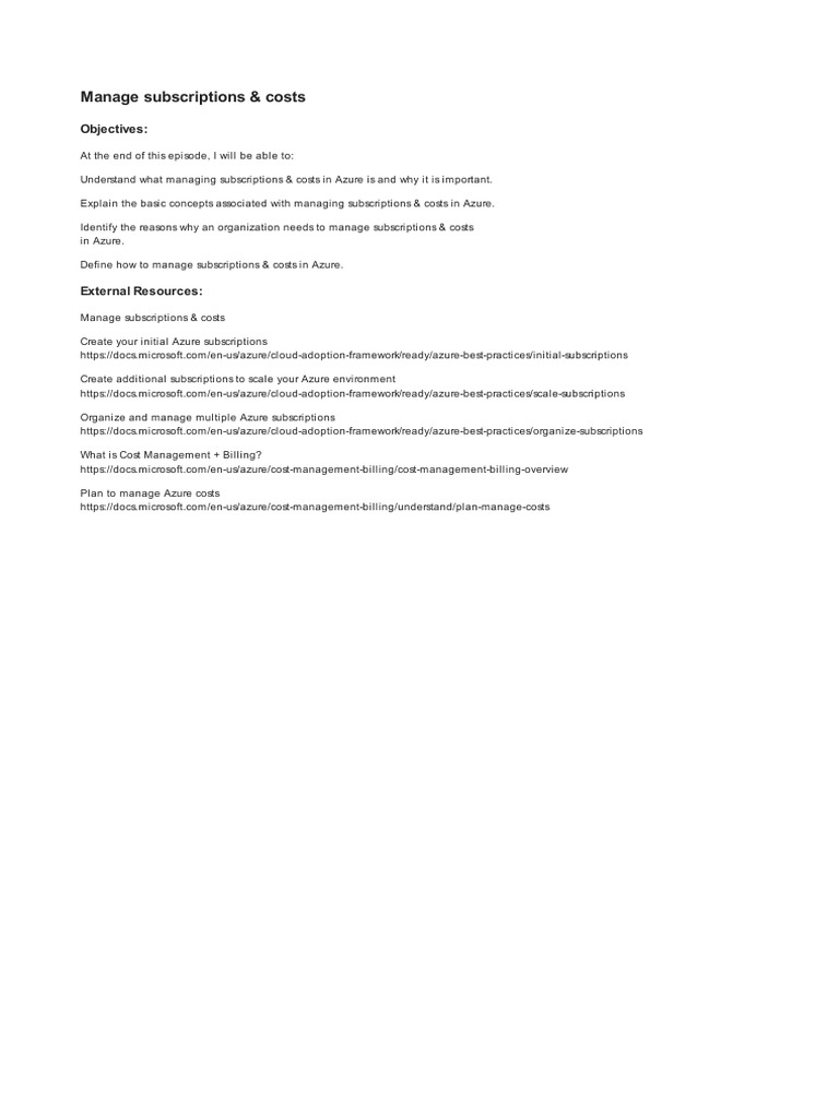 3 - 5 - Manage Subscriptions & Costs | PDF