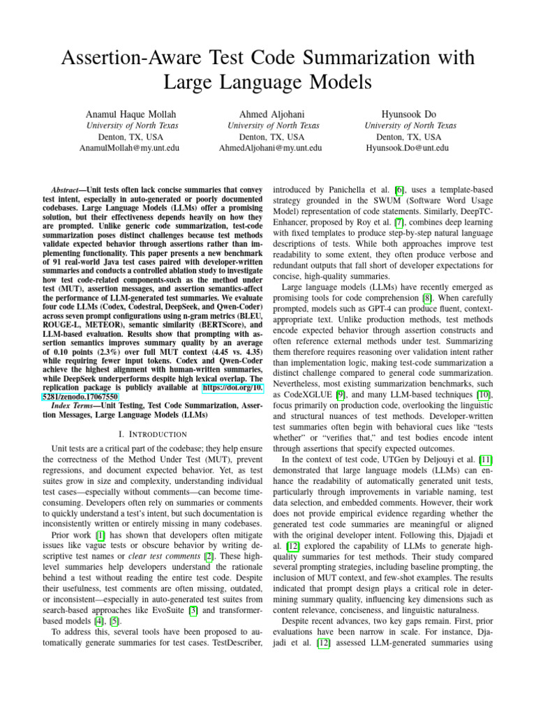 Assertion-Aware Test Code Summarization With Large Language Models ...