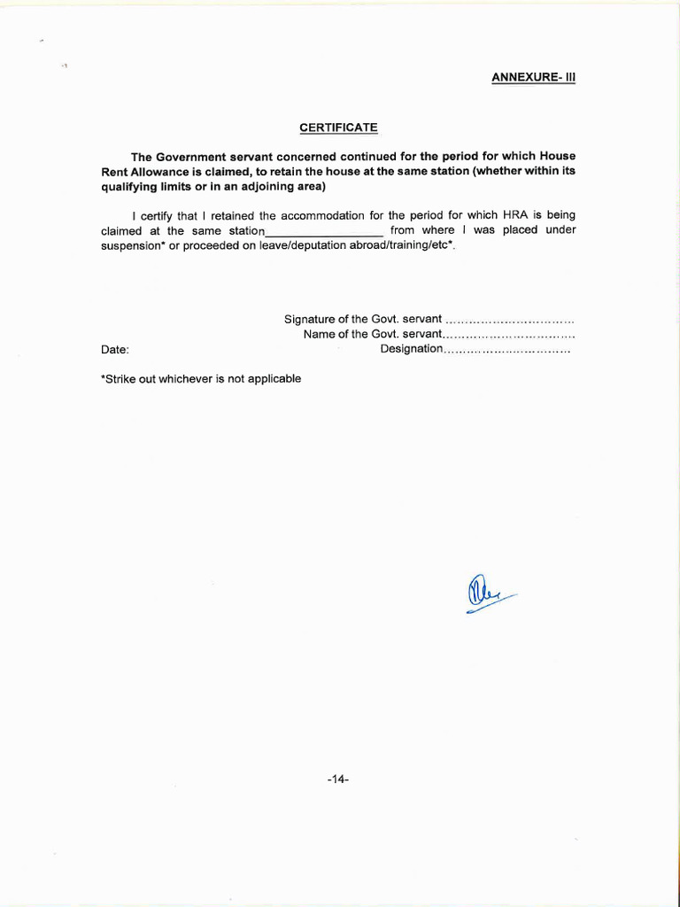 HRA Certificate | PDF