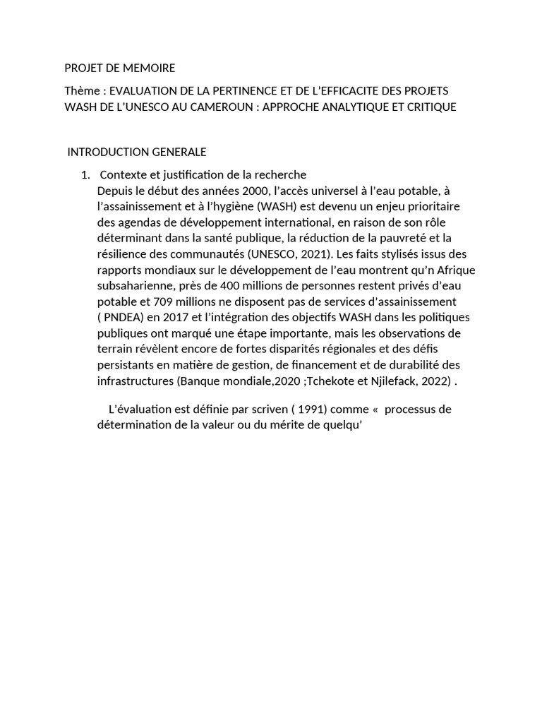 Projet de Memoire | PDF