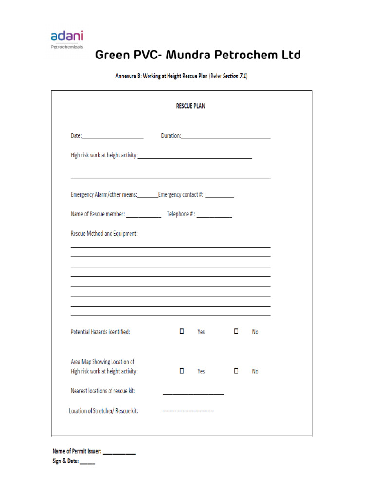 Work at Height Rescue Plan | PDF