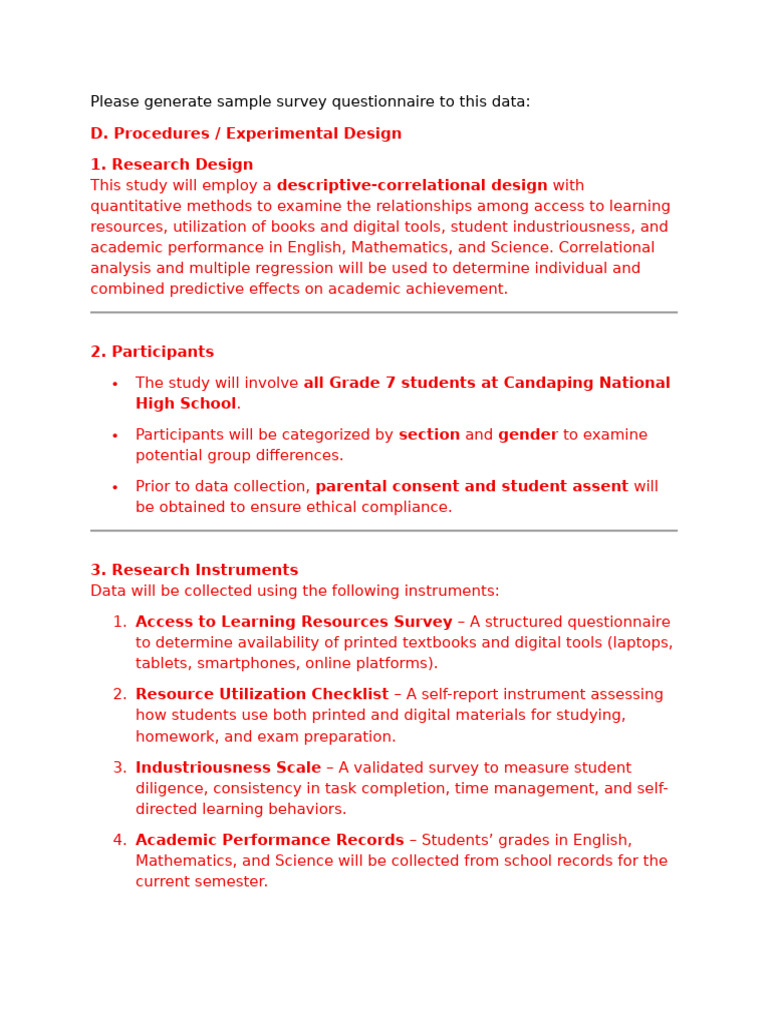 Sample Prompt For Survey Questionnaire | PDF | Survey Methodology ...
