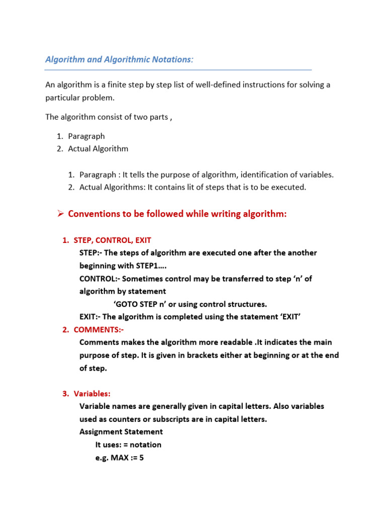 LECT2.Algorithm and Algorithmic Notations | PDF