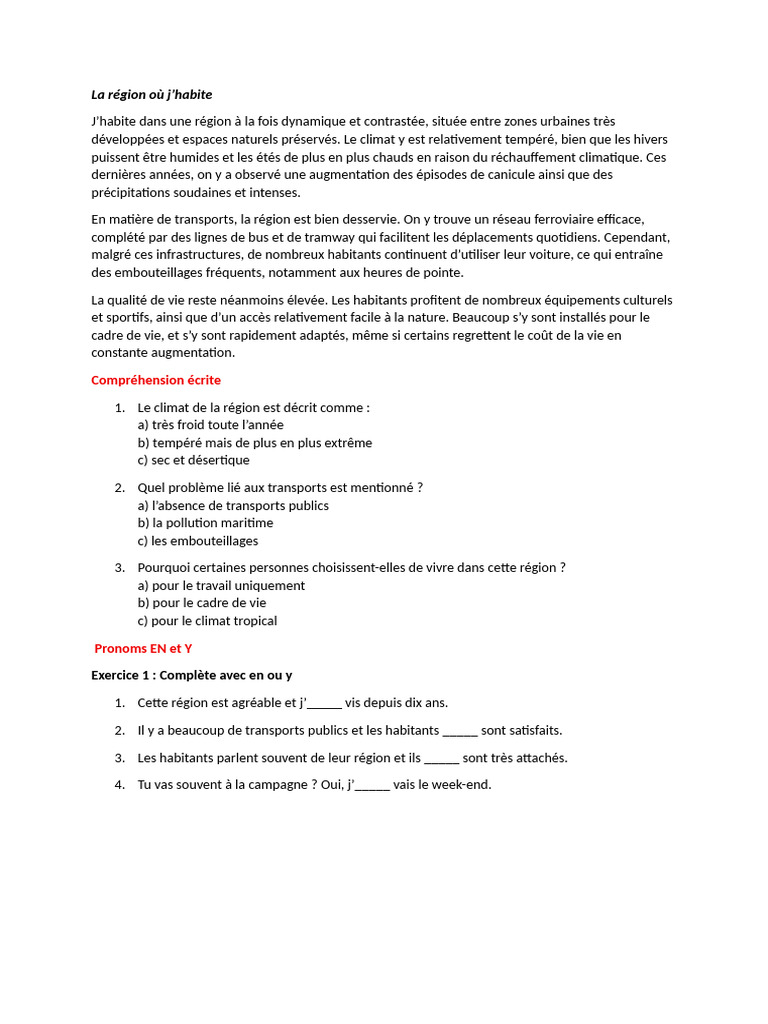 La Région Où Jhabite Y10 | PDF | Climat | Météorologie