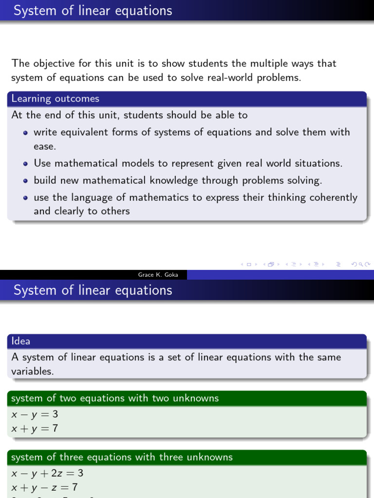 System of Linear Equation | PDF | System Of Linear Equations ...