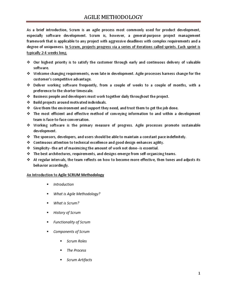 An Introduction To Agile SCRUM Methodology | PDF | Scrum (Software ...