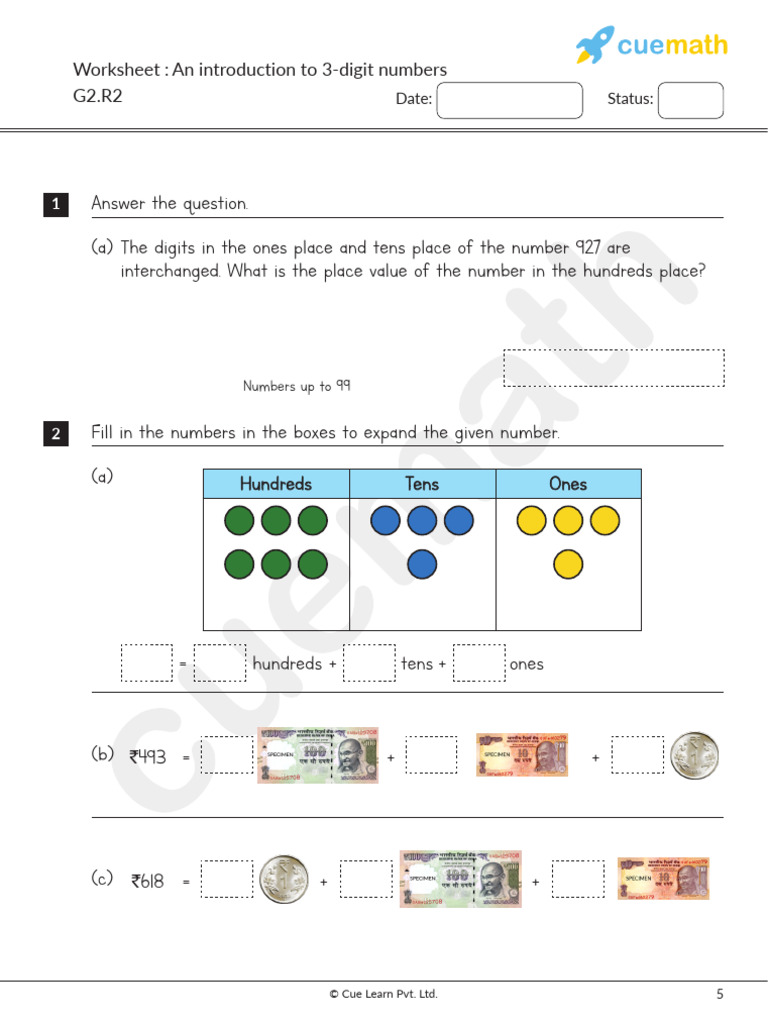 2nd Grade Math Worksheet Comparing 3 Digit Numbers | PDF