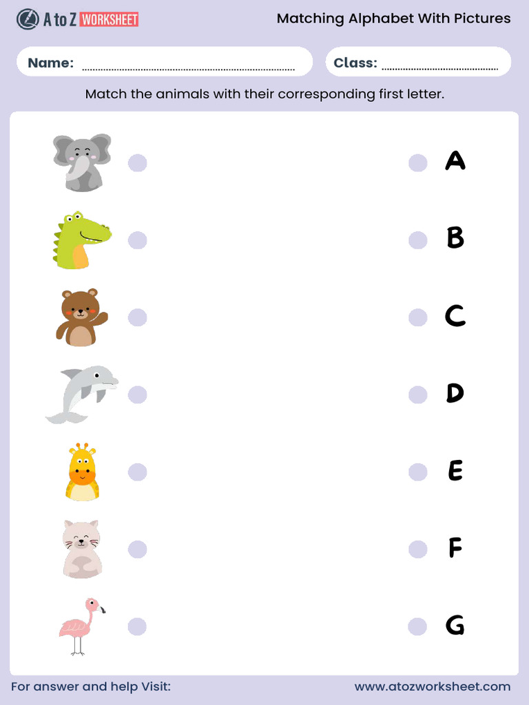 A To Z Match Alphabets With Pictures Worksheets PDF Free Bundle | PDF