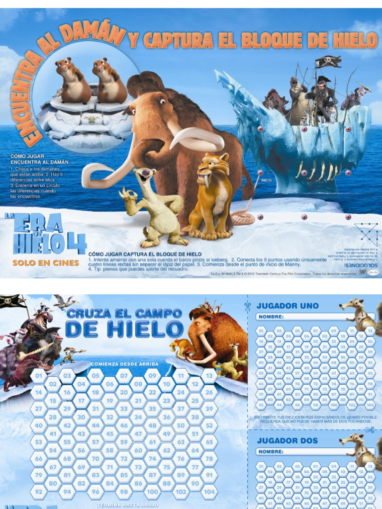Tuegos de La Era de Hielo 4 Español - Juegos para Imprimir | PDF