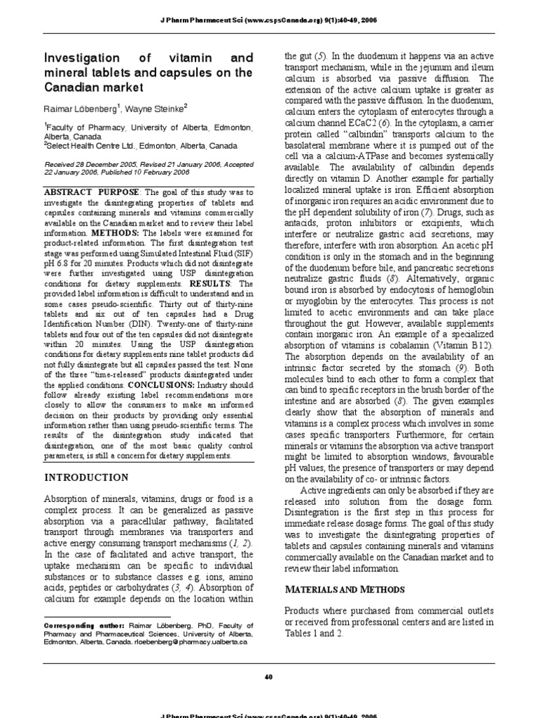 Tablets | PDF | Dietary Supplements | Dose (Biochemistry)