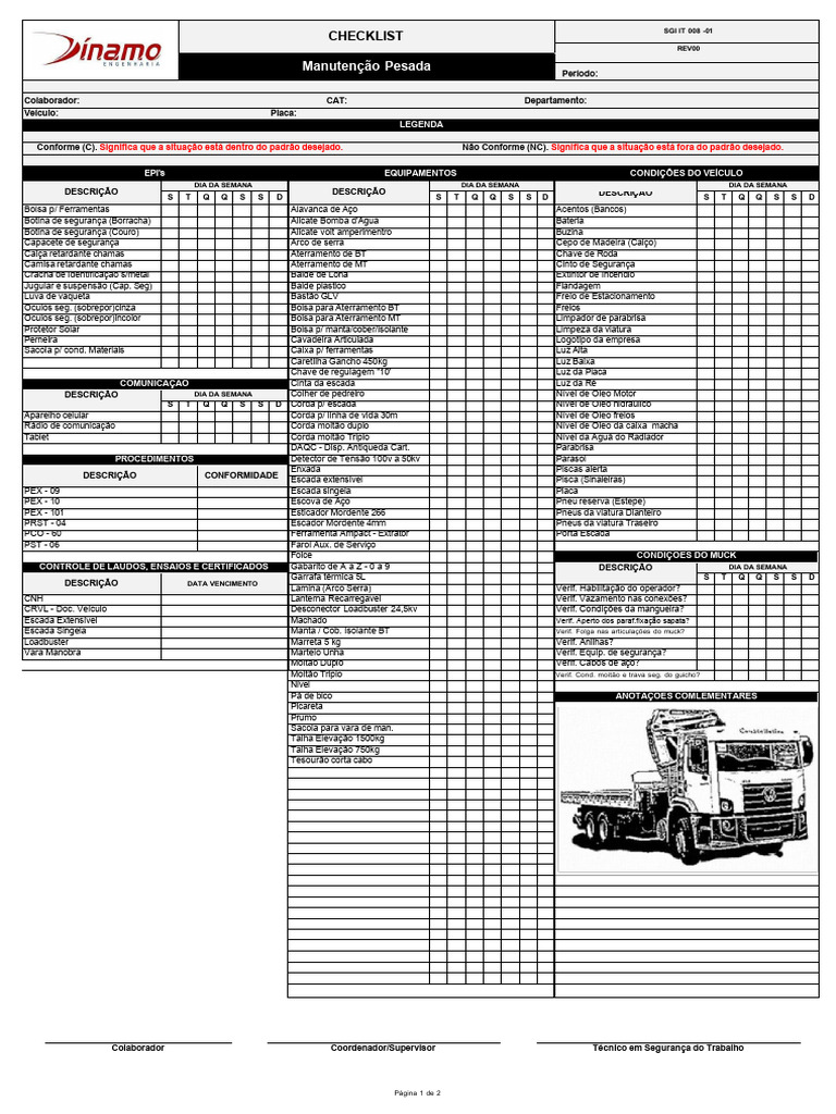 Check List - Manutençâo Pesada - Caminhão - Rev | PDF