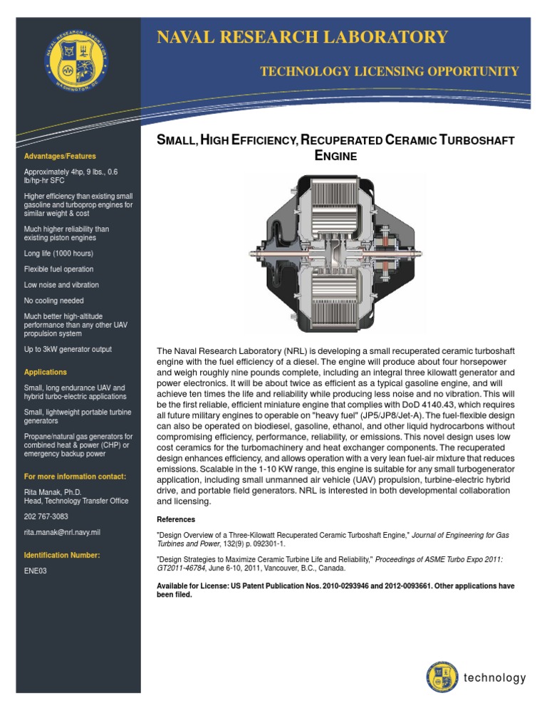 Small, High Efficiency, Recuperated Ceramic Turboshaft Engine | PDF ...