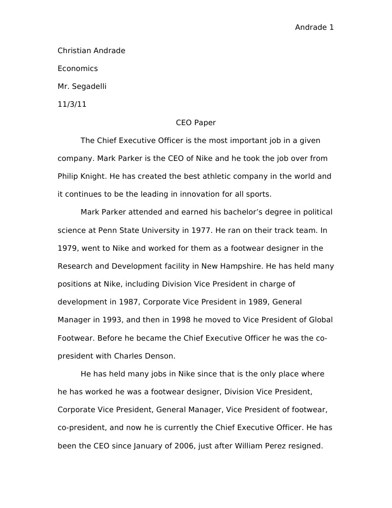 CEO Paper | PDF | Nike | Business
