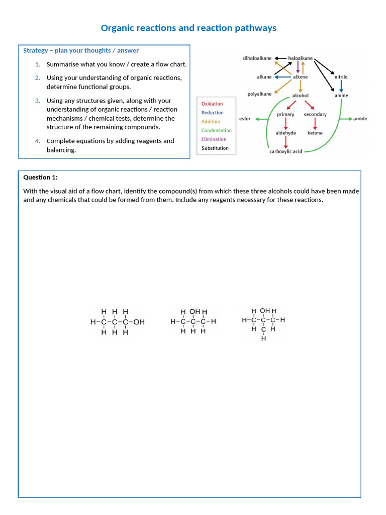 Organic Reactions and Reaction Pathways TUTORIAL HANDOUT | PDF