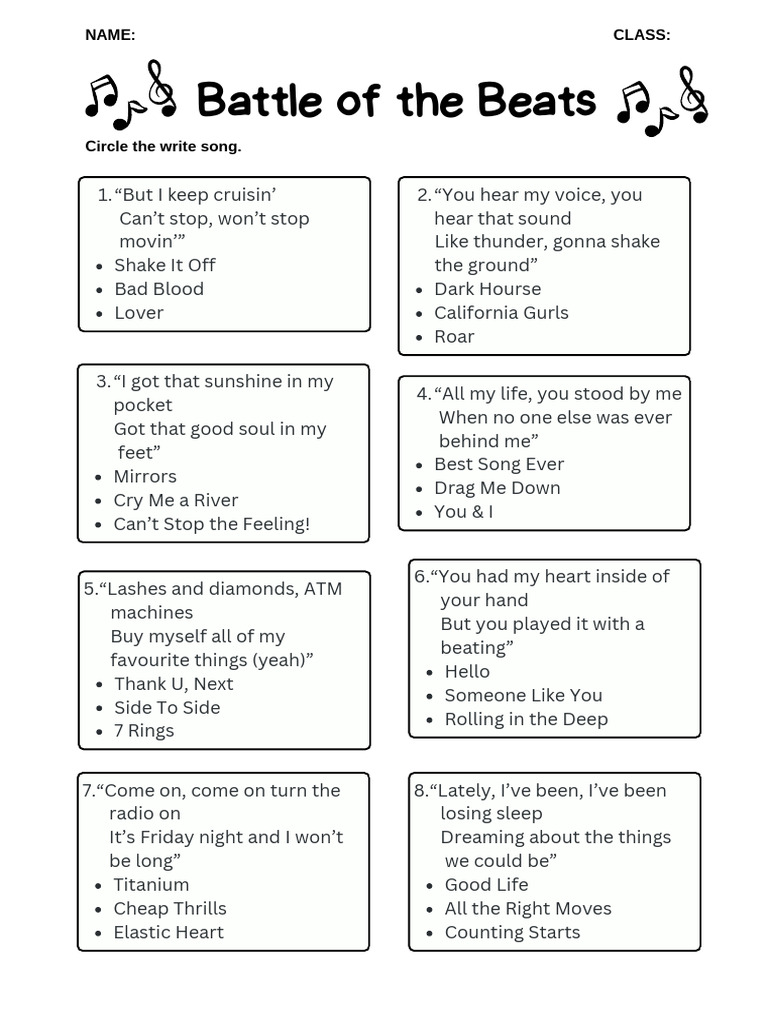 Guess The Song Activity | PDF
