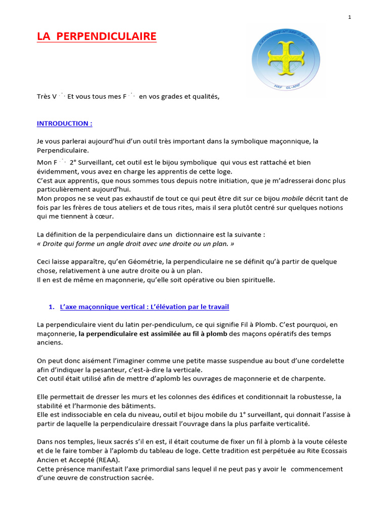 2017 03 10 La Perpendiculaire | PDF | Bonheur | Franc-maçonnerie