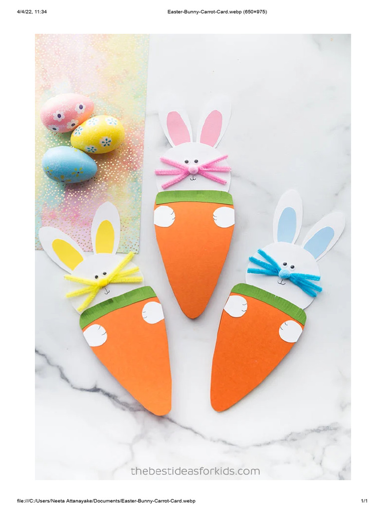 Easter Bunny Carrot Card | PDF