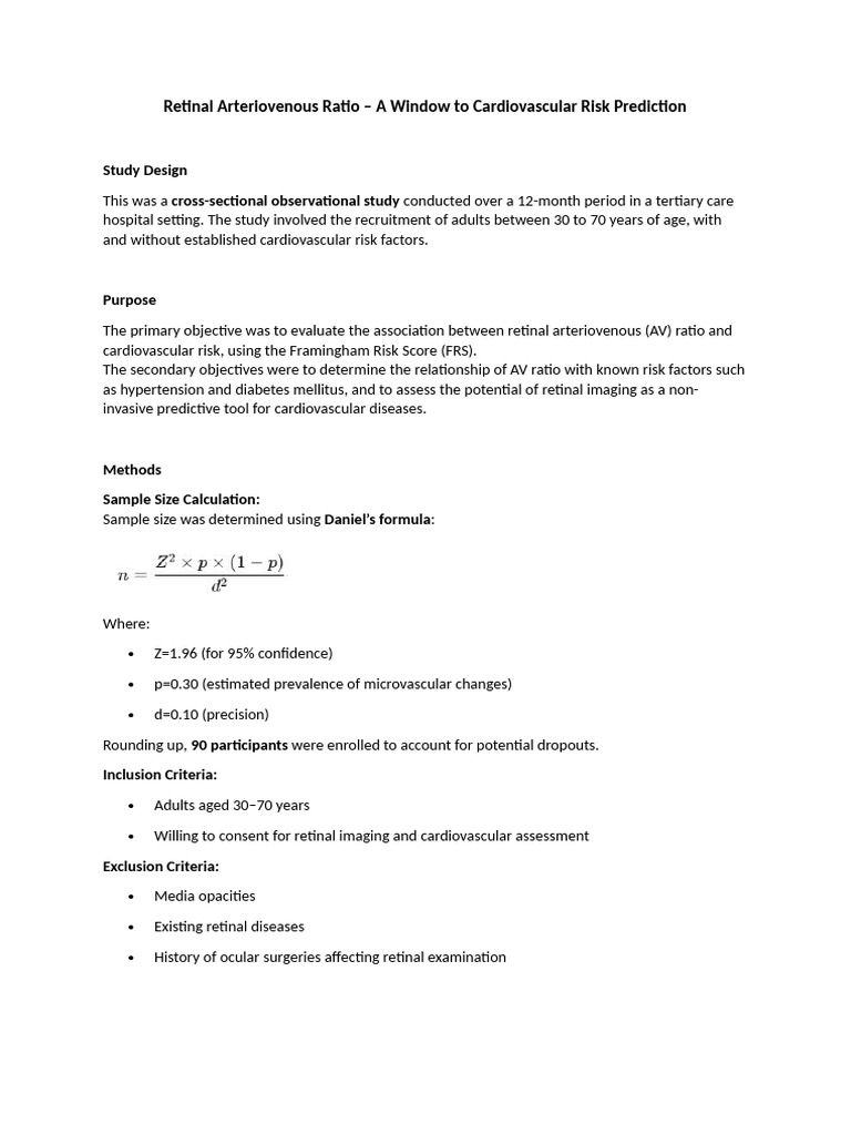 Retinal Arteriovenous Ratio | PDF | Cardiovascular Diseases | Receiver ...