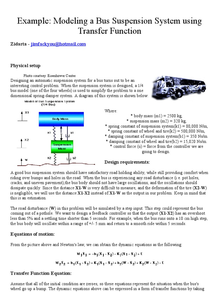 Modeling Bus Suspension Transfer Function | PDF | Control Theory | Force