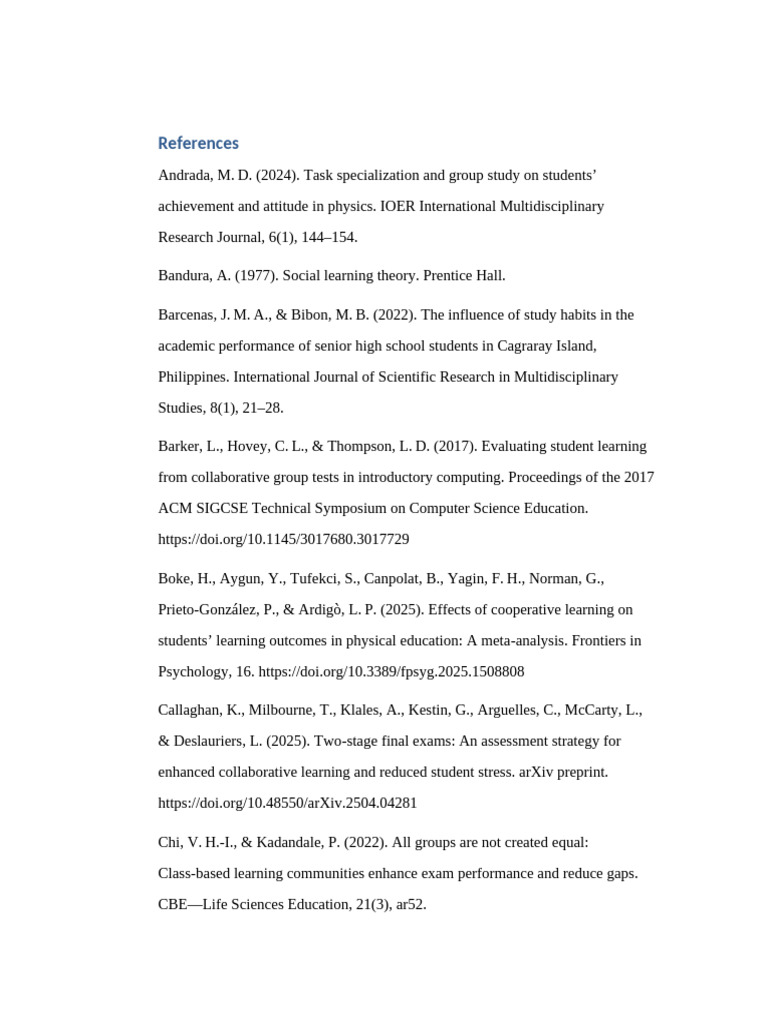 APA 7 Reference List Formatted | PDF | Science | Cognition