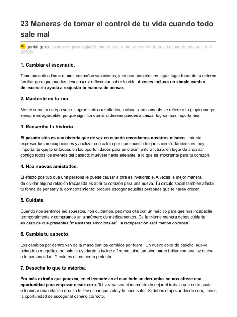 23 Maneras Detomar Elcontrol Detuvida Cuando Todo Sale Mal | PDF