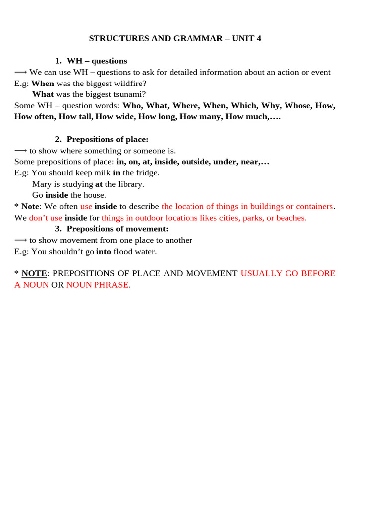 Grammar Unit 4 | PDF