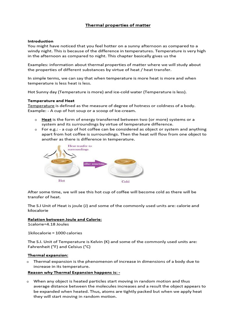 Thermal Properties of Matter | PDF | Heat | Temperature