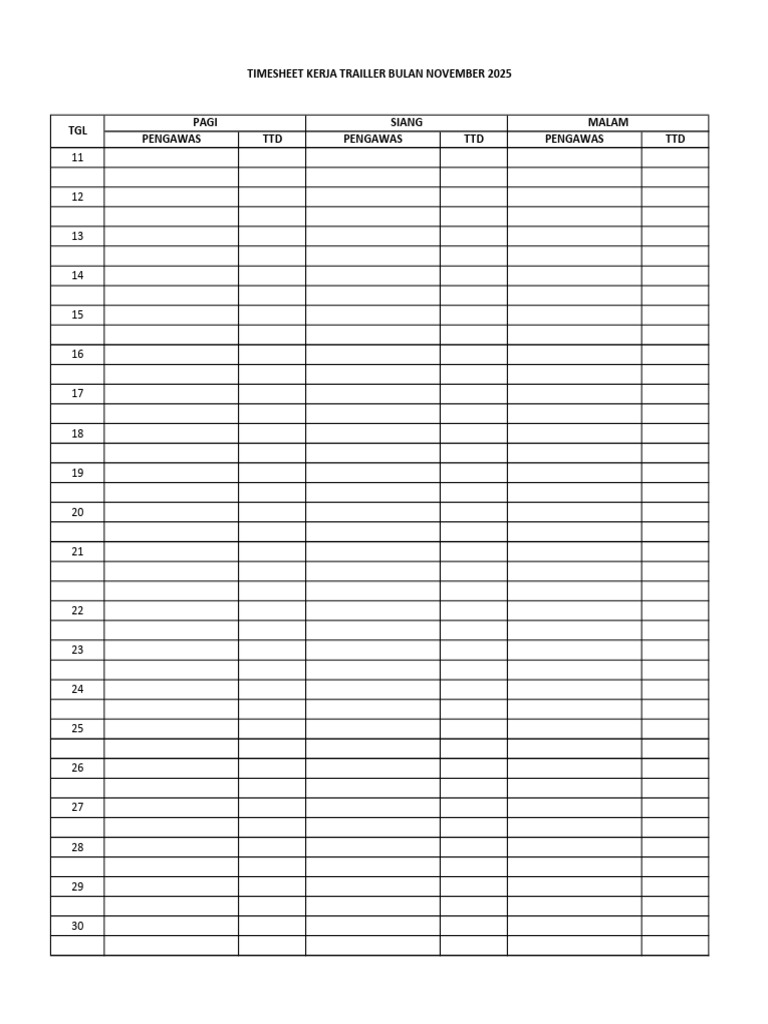 Timesheet November 2025 | PDF