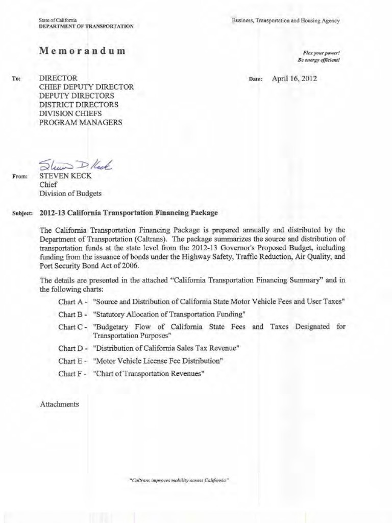 California Caltrans 2012-13 Transportation Financing Package | PDF ...