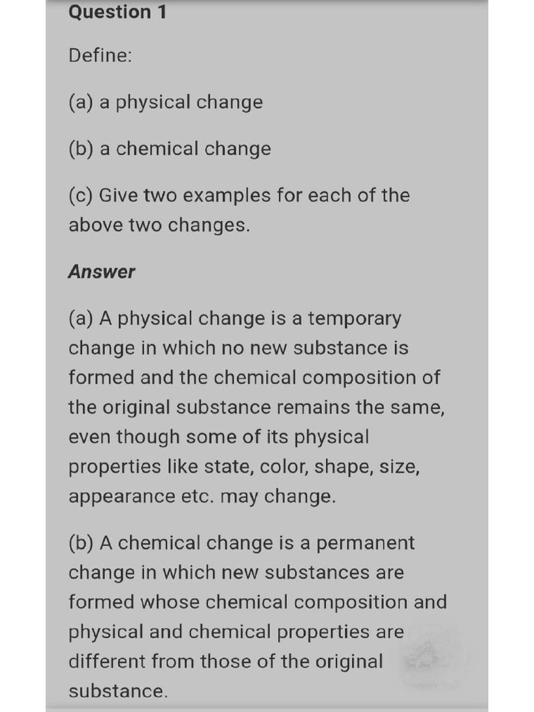 Physical and Chemical Change (Vii) | PDF