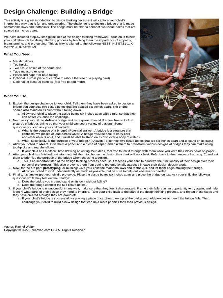 Design Challenge Building A Bridge | PDF | Design Thinking