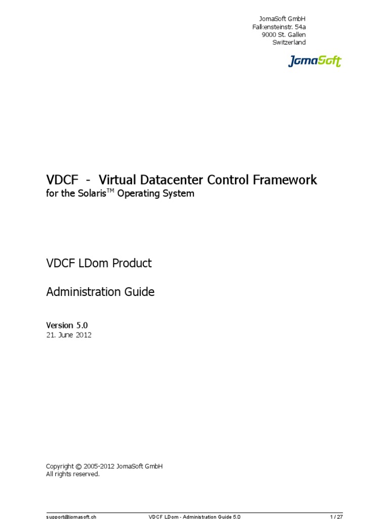 VDCF - Virtual Datacenter Control Framework: VDCF Ldom Product Administration Guide | Download ...