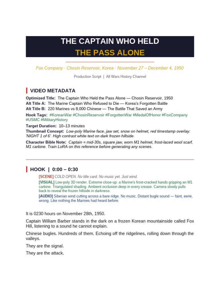 Chosin Fox Hill Script | PDF | Battle Of Chosin Reservoir