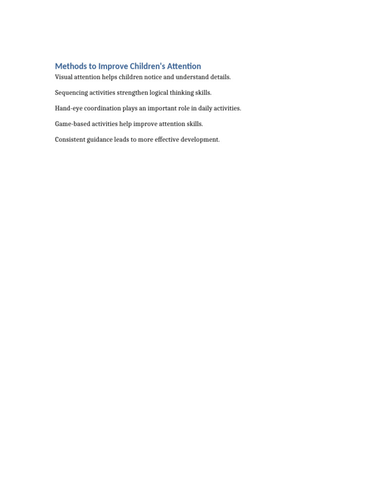 4 Methods To Improve Childrens Attention | PDF