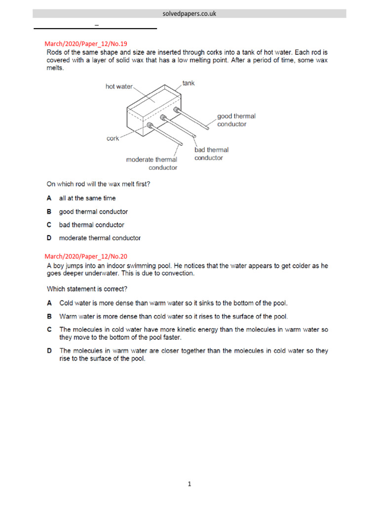 1 Thermal Processes Igcse | PDF