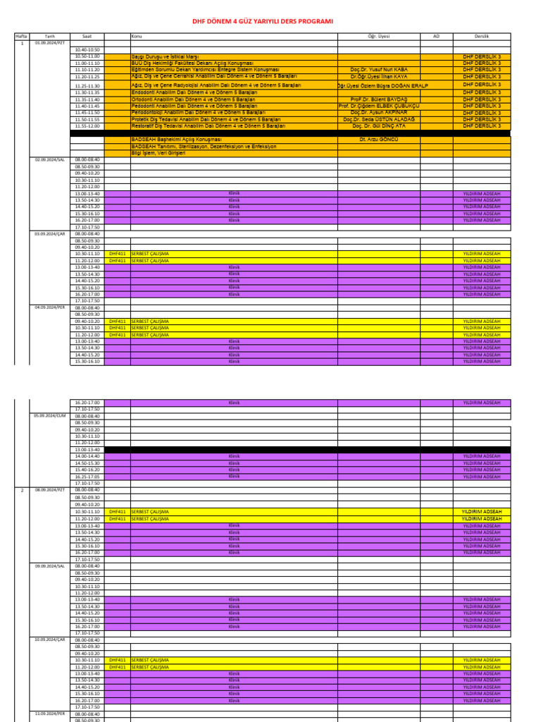 2025 2026 Guz Donem 4 Ders Programi 13012025 | PDF