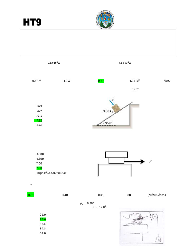 HT9 Estática | PDF | Fricción | Mecanica clasica